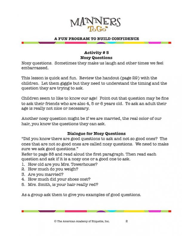 Pre-School Kindergarten Communication Skills - Manners To Go™