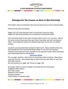 Pre-School Kindergarten Table Manners Curriculum - Manners To Go™