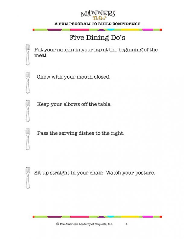 Table Manners Elementary School Curriculum - Manners To Go™