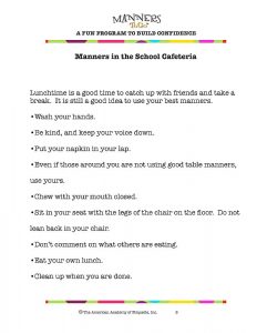 Table Manners Elementary School Curriculum - Manners To Go™