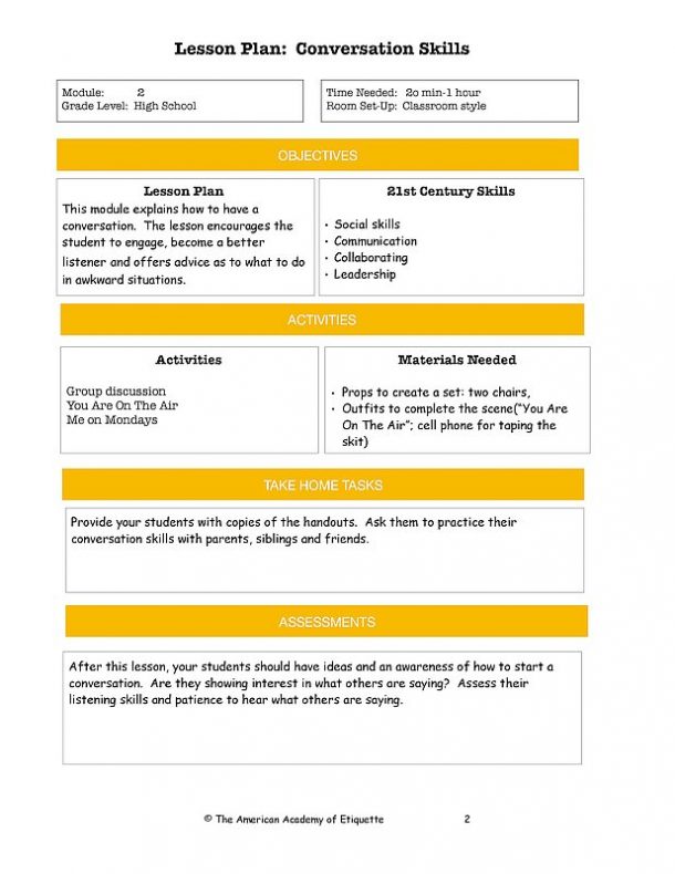 Communication Skills Curriculum High School Manners To Go™