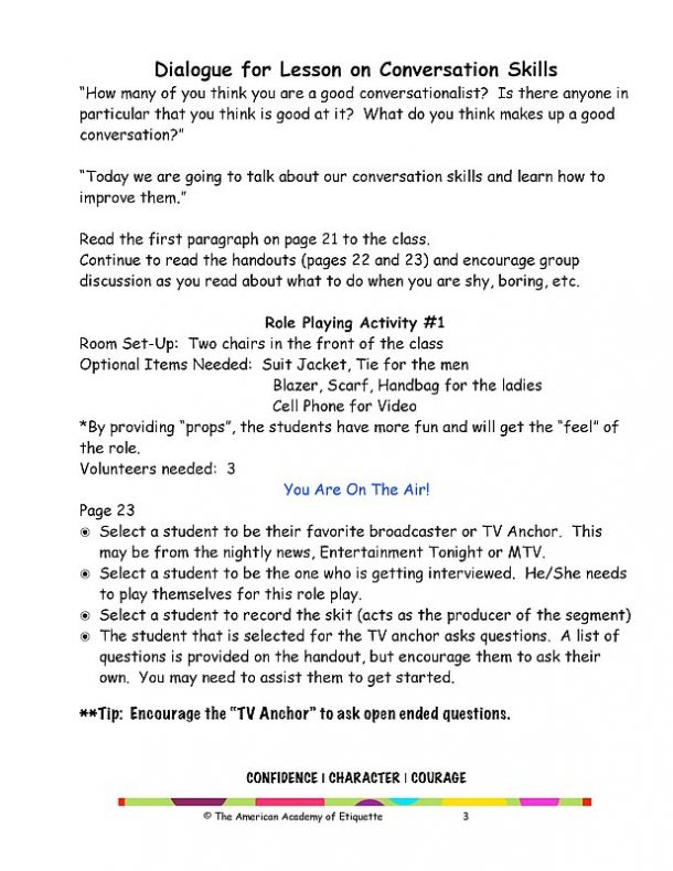 Communication Skills Curriculum High School Manners To Go™