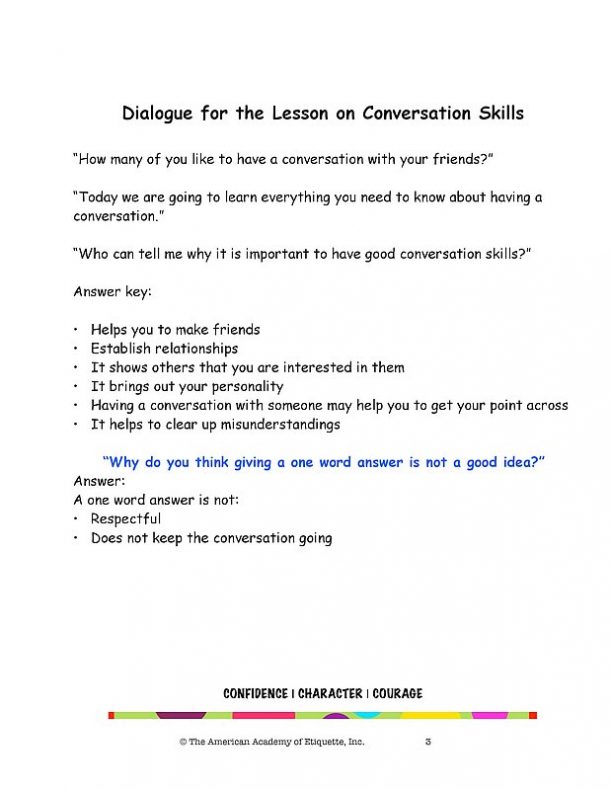 Communication Skills Curriculum Middle School Manners To Go™