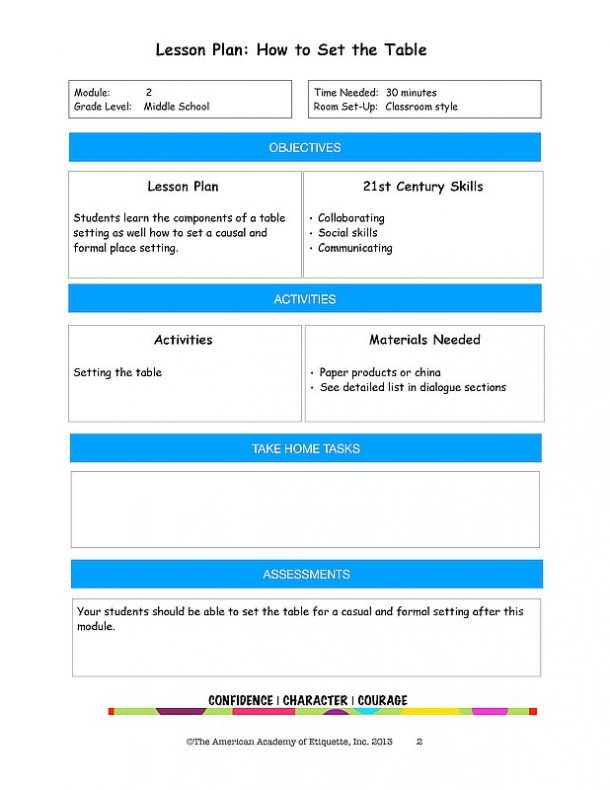 Table Manners Middle School Curriculum - Manners To Go™