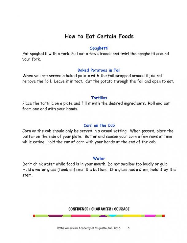 Table Manners Middle School Curriculum - Manners To Go™